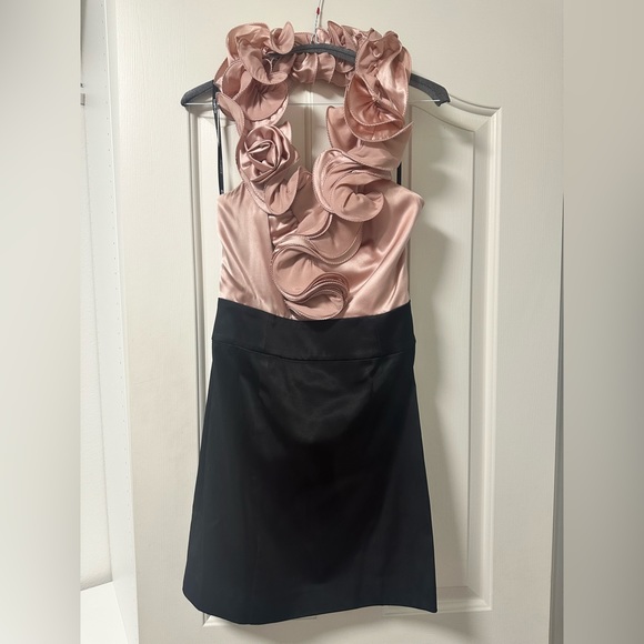 bebe | Dresses | Bebe Cocktail Style Dress Pink And Black Form Fitting ...